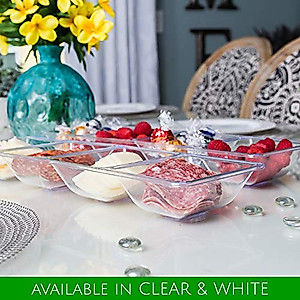 Plasticpro 4 Sectional Rectangle Plastic Disposable Serving Tray/Platter 5 X 16 Clear Pack of 2
