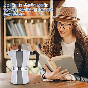 Aluminum Italian Type Moka Pot Stovetop Espresso Coffee Maker Stove Espresso Shot Maker Home Office Use for Gas or Electric Stove (300ML 6 Cups)
