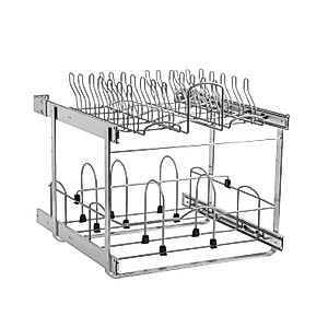 Knape & Vogt Simply Put 20-in W x 19.75-in 2-Tier Pull-Out Cookware Organizer, 20 Inch, Frosted Nickel