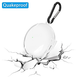 Geekria TPU Case Cover Compatible with Huawei FreeBuds 4 True Wireless Earbuds, Protective Earphones Skin Cover with Keychain Hook, Charging Port Accessible, Front LED Visible (Clear)