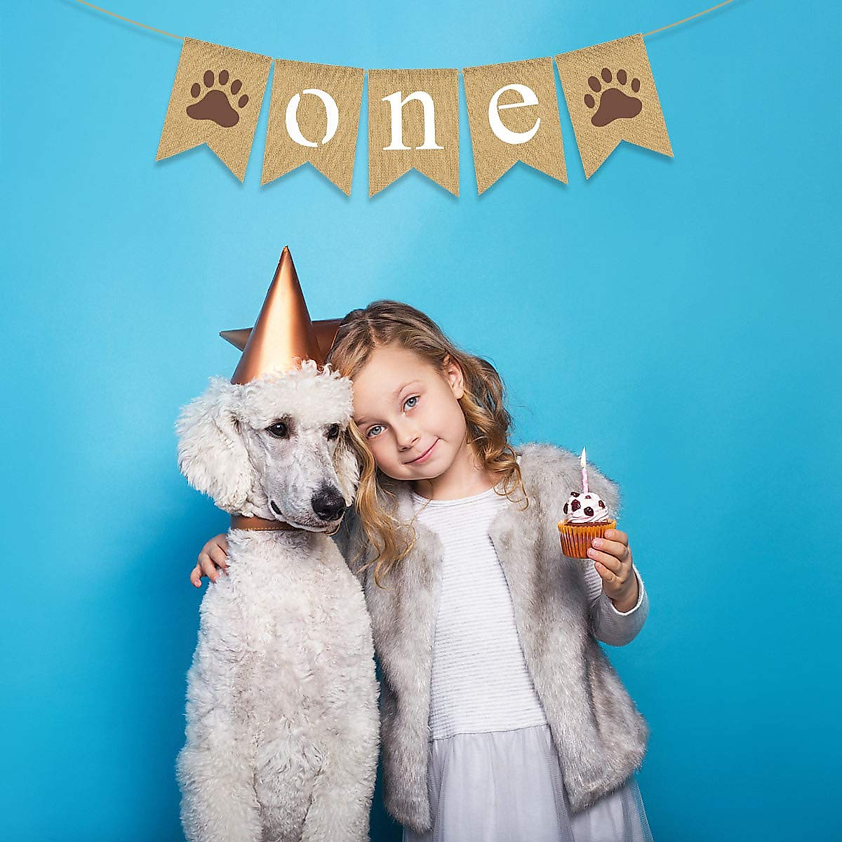 Rainlemon Jute Burlap Dog Puppy One Banner Pet or Boy 1st Birthday Party Garland Decoraiton