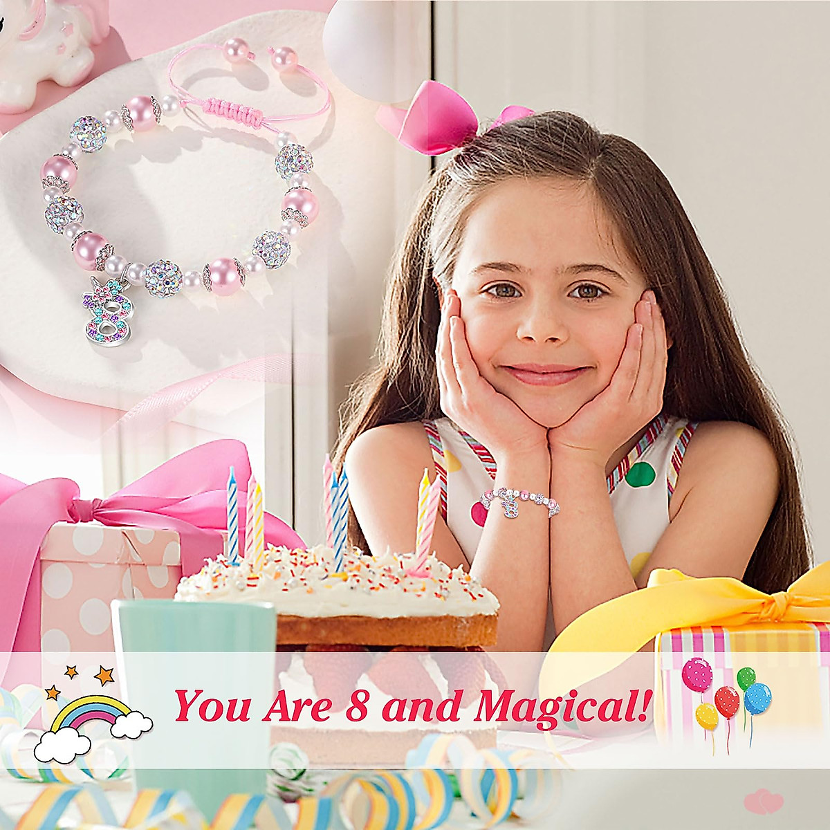 UPROMI 8 Year Old Girls Birthday Gifts for Age 6 8 12 7 10, Unicorn Christmas Easter Stuffers Valentines Day Gifts for Girls Bracelet Ideas