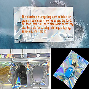 Markeny 200 Pack Rainbow Mylar Zip Lock Bags Aluminum Foil Bags Durable Double-Sided Metallic Foil Mylar Flat Mini Ziplock Bag