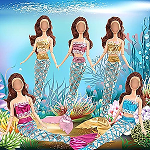ENOCHT 25 Pcs Doll Clothes and Accessories Contain 4 Different Handmade Swimsuit, 1 Handmade Bathrobe, 1 Bathtowel, 16 Accessories, 1 Swimming Ring Float and 2 Mermaid Dress for 11.5 inch Doll