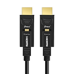 DTech Fiber Optic HDMI Cable 50 Feet 4K 60Hz 444 Chroma Subsampling 18Gbps High Speed Ultra HD with Dual Connector Micro HDMI and Standard HDMI Cord Compatible with TV Projector Computer Monitor