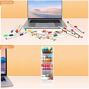 FYY Office Desk Organizers,Pen Holder,Pen Organizer Storage-2Pcs Desk Caddy Organizer with 4 Compartments for Office, School, Home-L-Clear