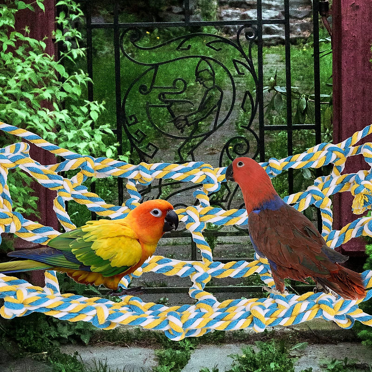 2 Pack Bird Rope Net Climbing Ladder Bird Rope Net Bridge Hamster Ladder Rat Rope Net Pet Rat Toys Rat Cage Accessories