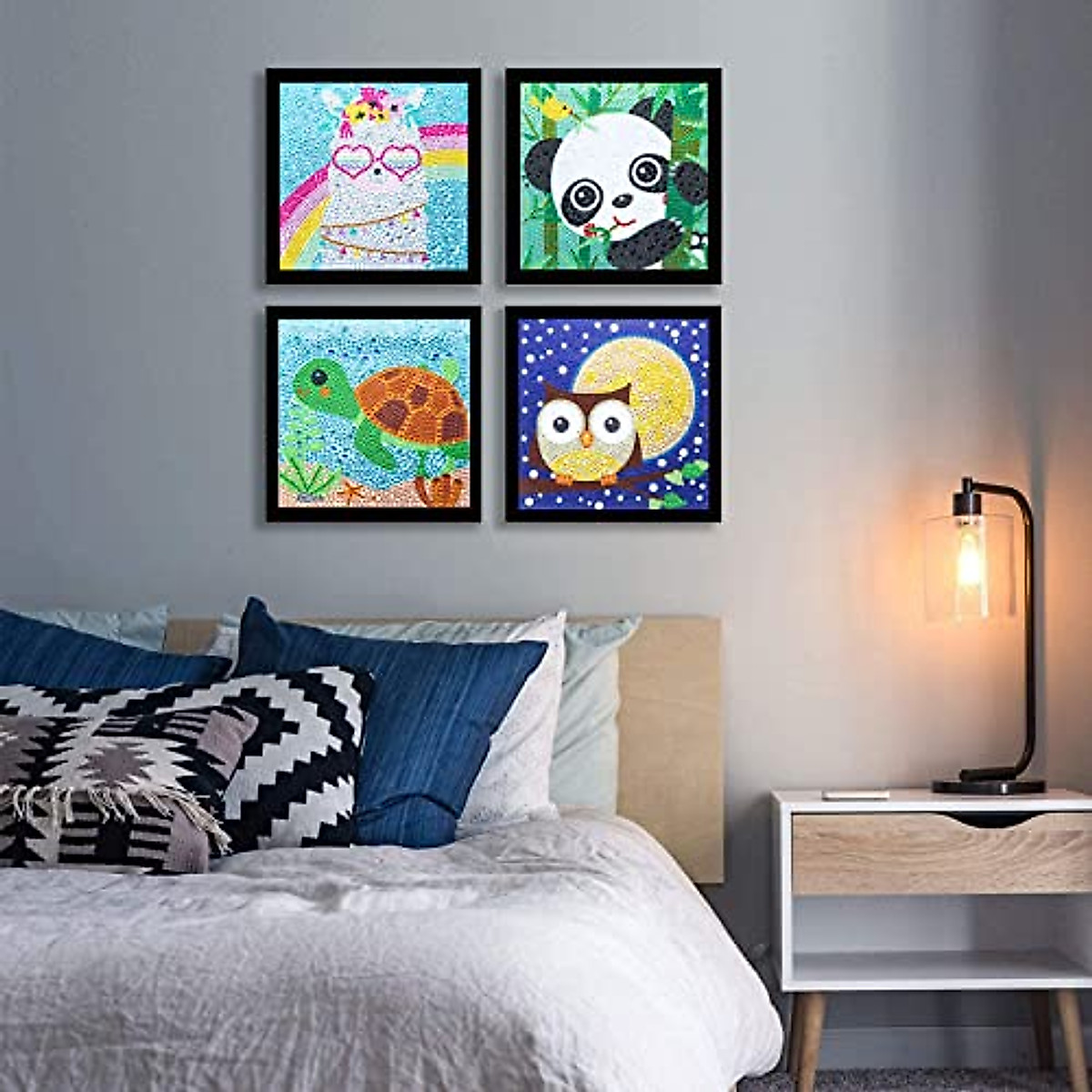 CHWGLFGG 6 Pack 5D Diamond Painting Kits for Kids Beginners, Full Drill Cute Animals Diamond Art Kits, DIY Big Gem Art for Children Ages 6-7-8-9-12, Home Wall Decor 6x6 Inch