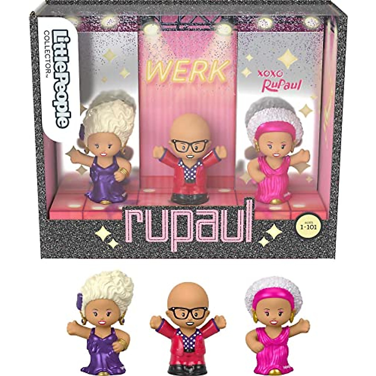 Little People Collector Rupaul Special Edition Figure Set In Display Gift Package for Adults & Fans, 3 Figurines