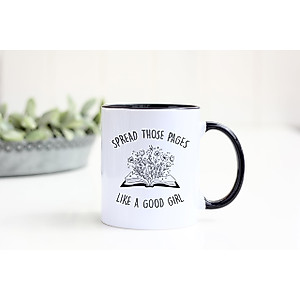 Yalocib Funny Good Girl Reader Mug, Spread Those Pages Like a Good Girl Mug, Funny Reading Mug, Book Lover Mug, Spicy Reader Mug, 11oz Ceramic Coffee Mug/Tea Cup
