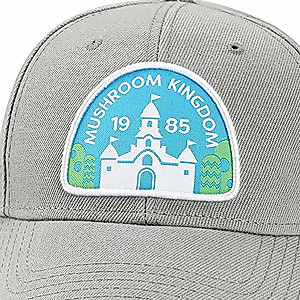 Bioworld Super Mario Bros Mushroom Kingdom Woven Patch Cotton Twill Structured Cap Gray