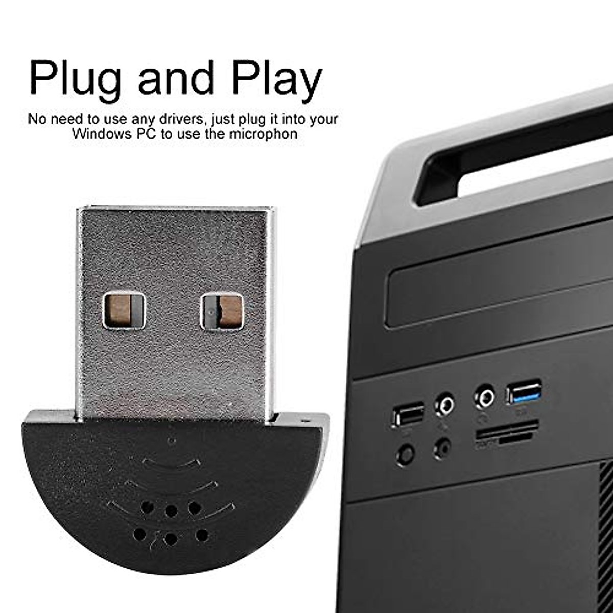 Wendry Mini USB 2.0 Microphone for Laptop/Desktop, Voice Recognition Driver-Free Audio Receiver Adapter, Portable Noise Canceling Speech Recording Audio MIC Adapter for Computer PC Notebook