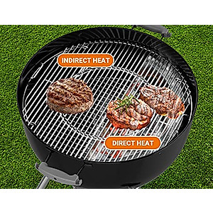 only fire Upgraded Stainless Steel Charcoal Briquet Holder Charcoal Basket for Weber 22 Inch Kettle Grill and Other Similar Charcoal Grills