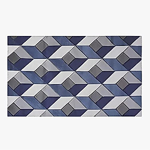 Blue Gray Geometric Texture Area Carpet, Modern Abstract Minimalism Outdoor Rug, Indoor Rugs Washable Non-Slip Breathable Durable for Living Room Bedroom Study Dining Room Office5 x 8ft