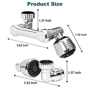 MLG Tools Universal 1080 Swivel Robotic Arm Swivel Extension Faucet Aerator Sink Water Splash rotatable Faucet Aerator 2 Mode Rotating Filter Extension，ABS