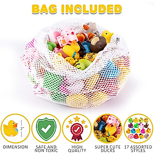 ArtCreativity Assorted Rubber Ducks Jeep Ducking (50 Pack) - Rubber Duckies for Kids, Bathtub Pool Toys in 17 Different Designs, Fun Carnival & Birthday Party Favors for Boys & Girls - Ducks for Jeeps