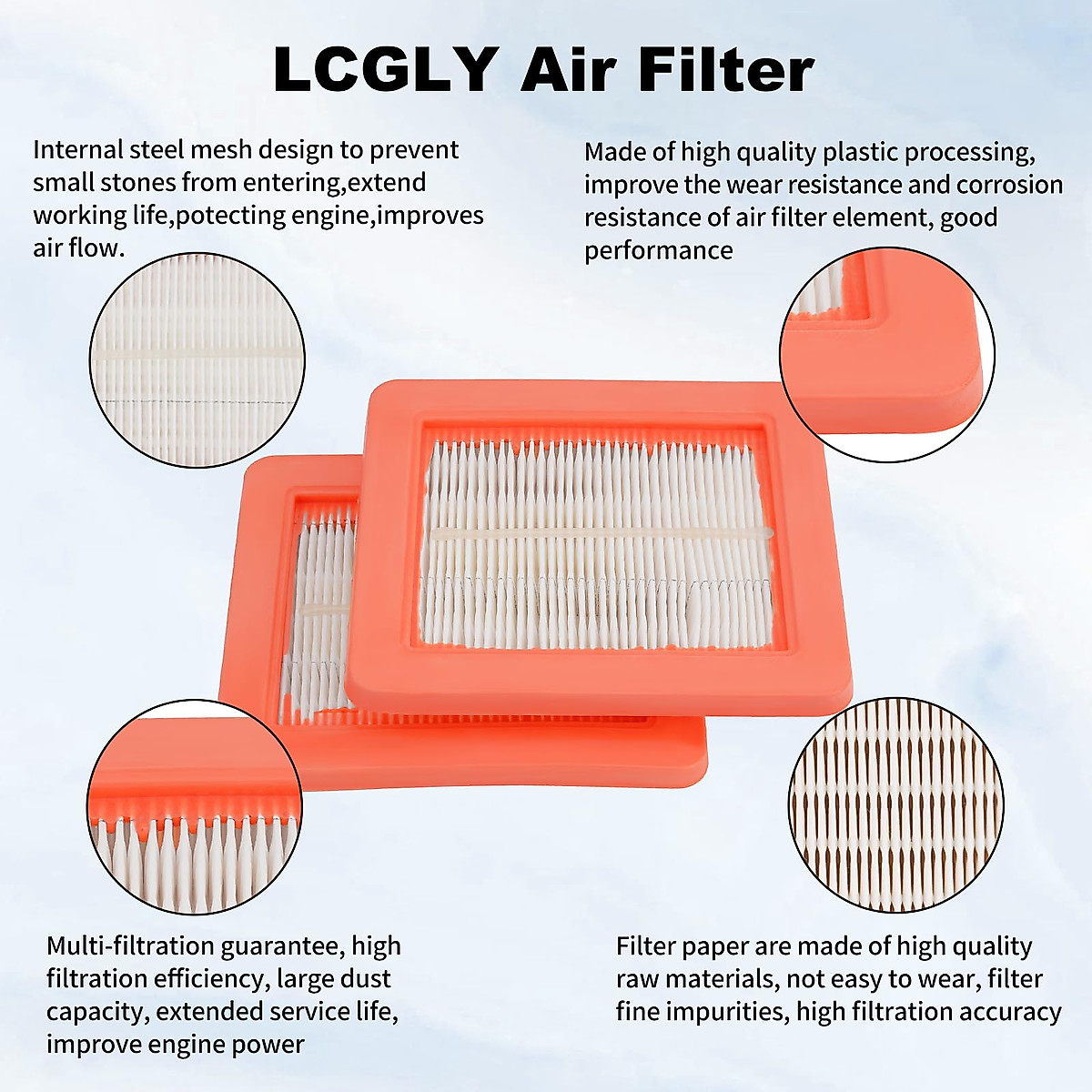 LCGLY 2 PCS 17211-Z8B-901 Air Filter Compatible with Honda HRX217 HRR216 HRC216 HRT216 HU800AWD HRB216 HRB217 HRS216 HRZ216 GCV160LAO GCV190LA GC190LA GCV200LA HRN216 series lawn mower EB2800I EG2800I