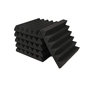 HWLIYUTAI 48 Pack Black Acoustic Foam Panels 2" X 12" X 12" Soundproofing Studio Foam Wedge Tiles Fireproof - Top Quality - Ideal for Home & Studio Sound Insulation (48Pack, BLACK) …
