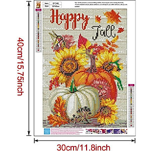 Apcufir Fall Diamond Painting Kits for Adults Beginners Round Full Drill 5D DIY Pumpkin Diamond Art Kits Sunflowers Picture Art for Home Wall Decor 12x16inch