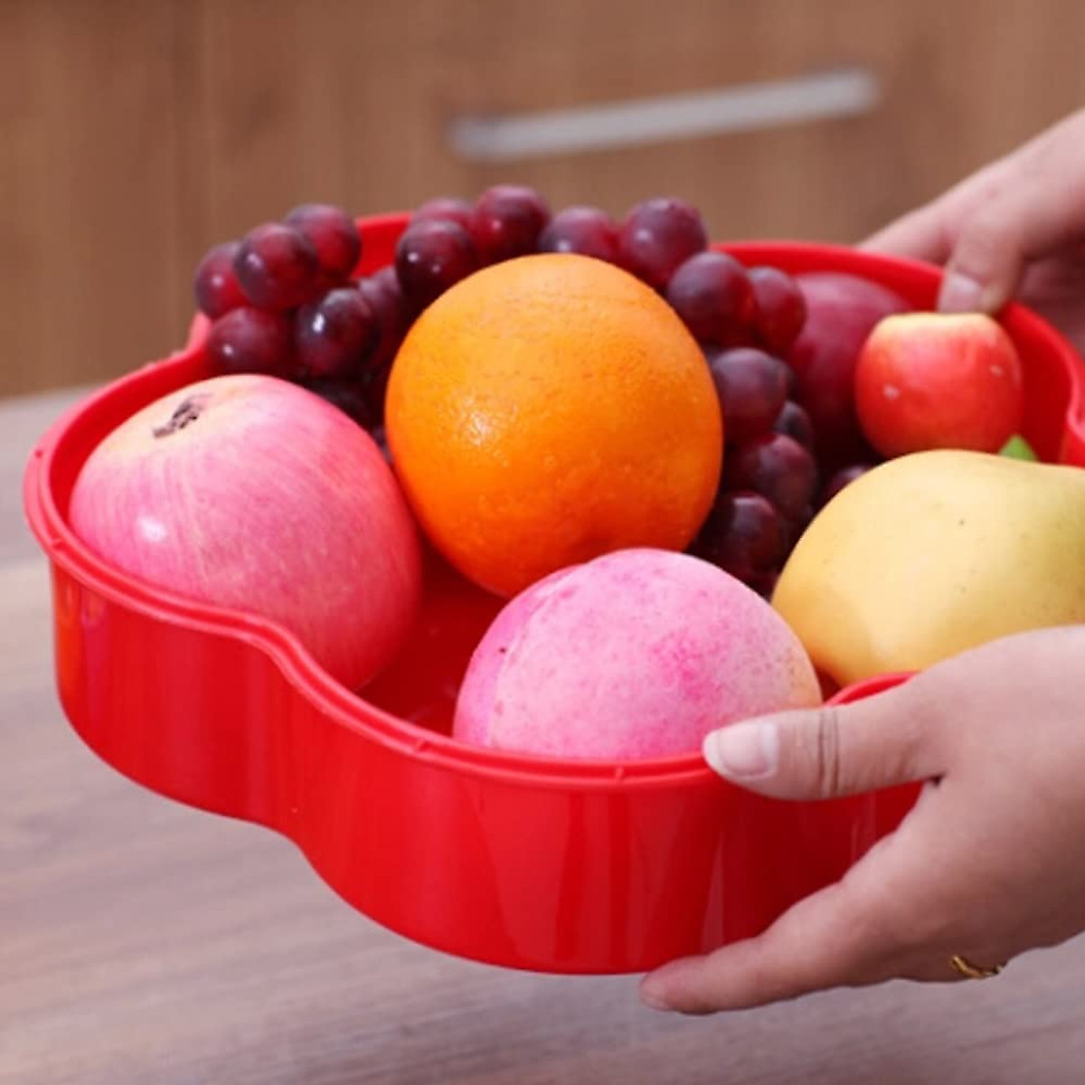 Snack Serving Tray Plastic 5 Compartment Appetizer Platter Sealed Food Server Dishes with Lid,Serving Platters Style2