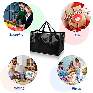 6 Pieces Extra Large Shopping Bags Reusable Grocery Bags Colorful Woven Grocery Totes with Handles Foldable Bags for Groceries Clothes Lightweight
