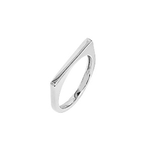 Amazon Essentials Rhodium Plated Sterling Silver Bar Ring Size 8, Silver