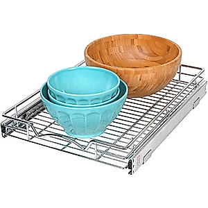 Hold N’ Storage Pull Out Cabinet Drawer Organizer, Heavy Duty-with 5 Year Limited Warranty- Slide Out Shelves, -14”W x 21”D - Requires At Least a 15-1/4” Cabinet Opening, Steel Metal, Chrome Finish