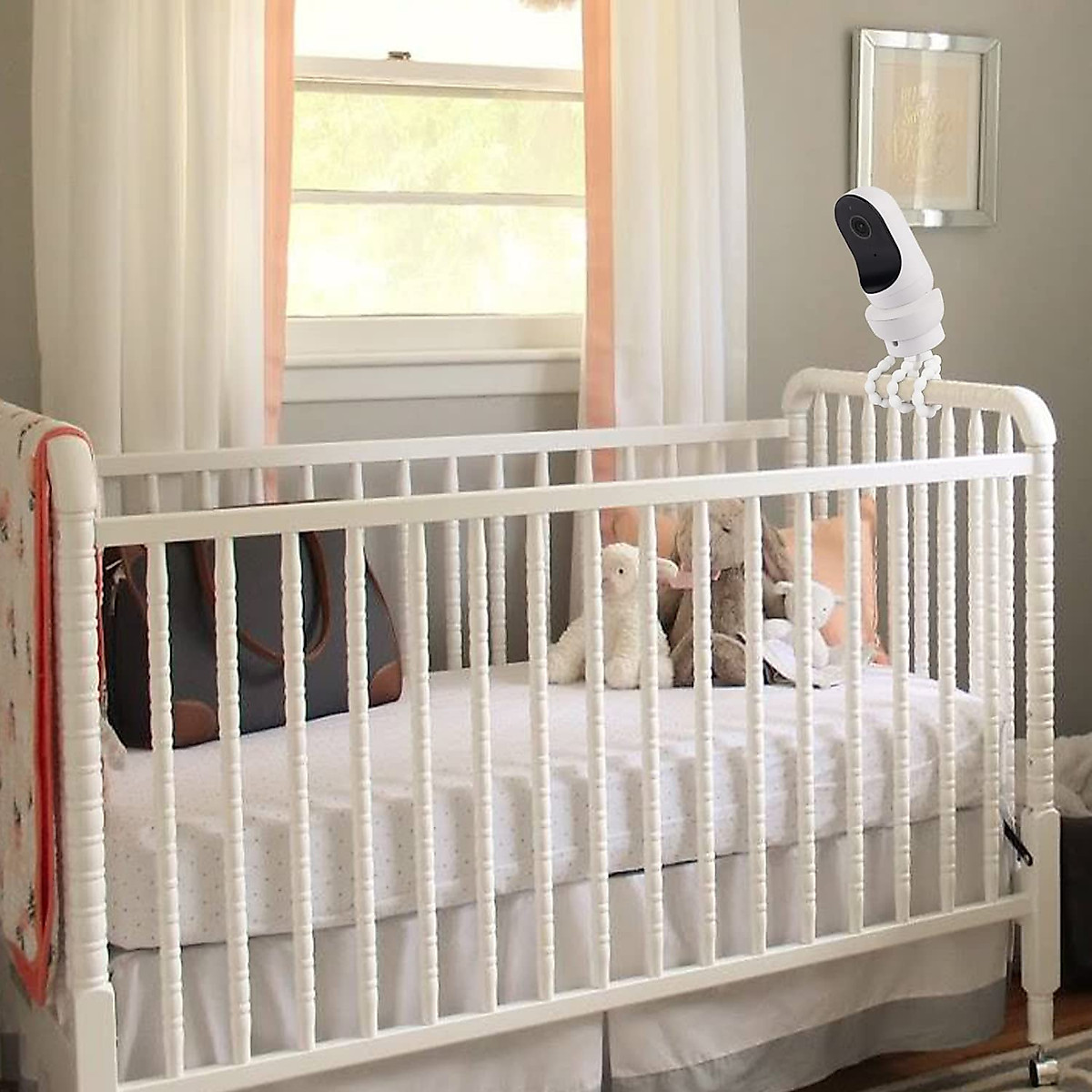 wochel Flexible Tripod Baby Monitor Mount for Owlet Cam and Owlet Cam 2, Attach Your Baby Camera Wherever You Like Without Tools or Wall Damage - White