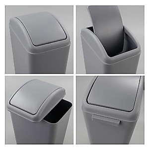 CAND 1 Pack Kitchen Garbage Can, Plastic Trash Can with Swing Lid, 16 L (Black)