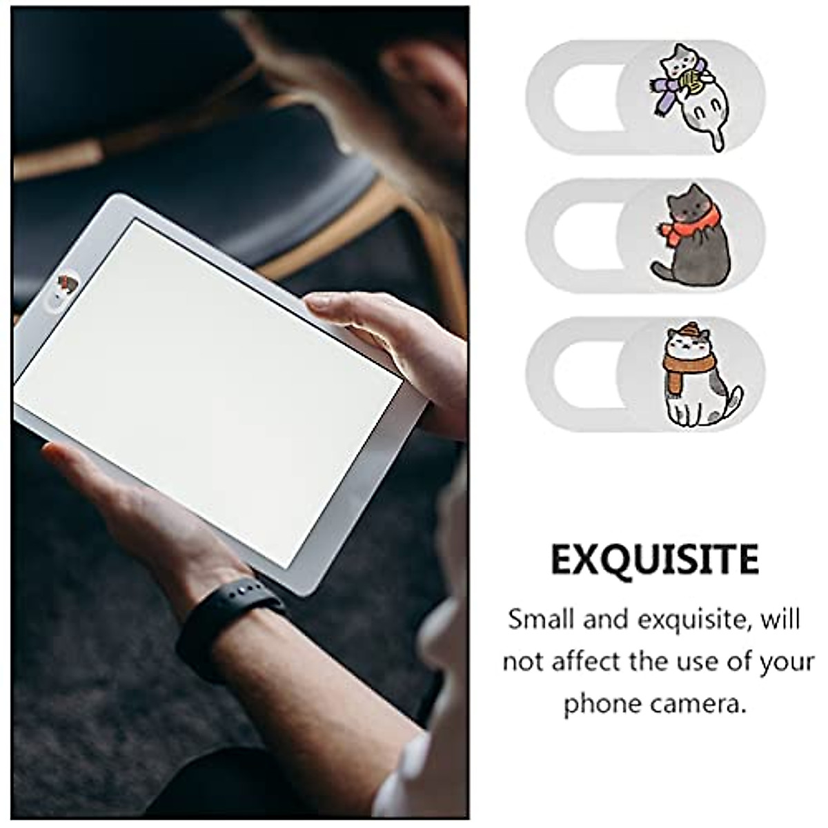 SOLUSTRE Laptop Stickers 3pcs Webcam Cover Slide Camera Cover Cat Pattern Privacy Cover for Laptop Tablet Smartphone Notebook Webcam Computer Camera Phone Cover Style 1 Laptop Camera Cover Slide