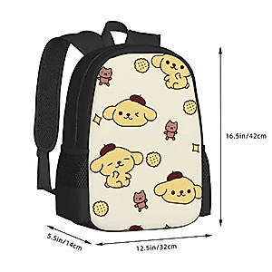 DIEZ Wink Pompompurin Pen Backpack Pom Pom Purin Cosplay 3d Printing Waterproof Backpack Lightweight Travel Backpack Women Bag with Keychain