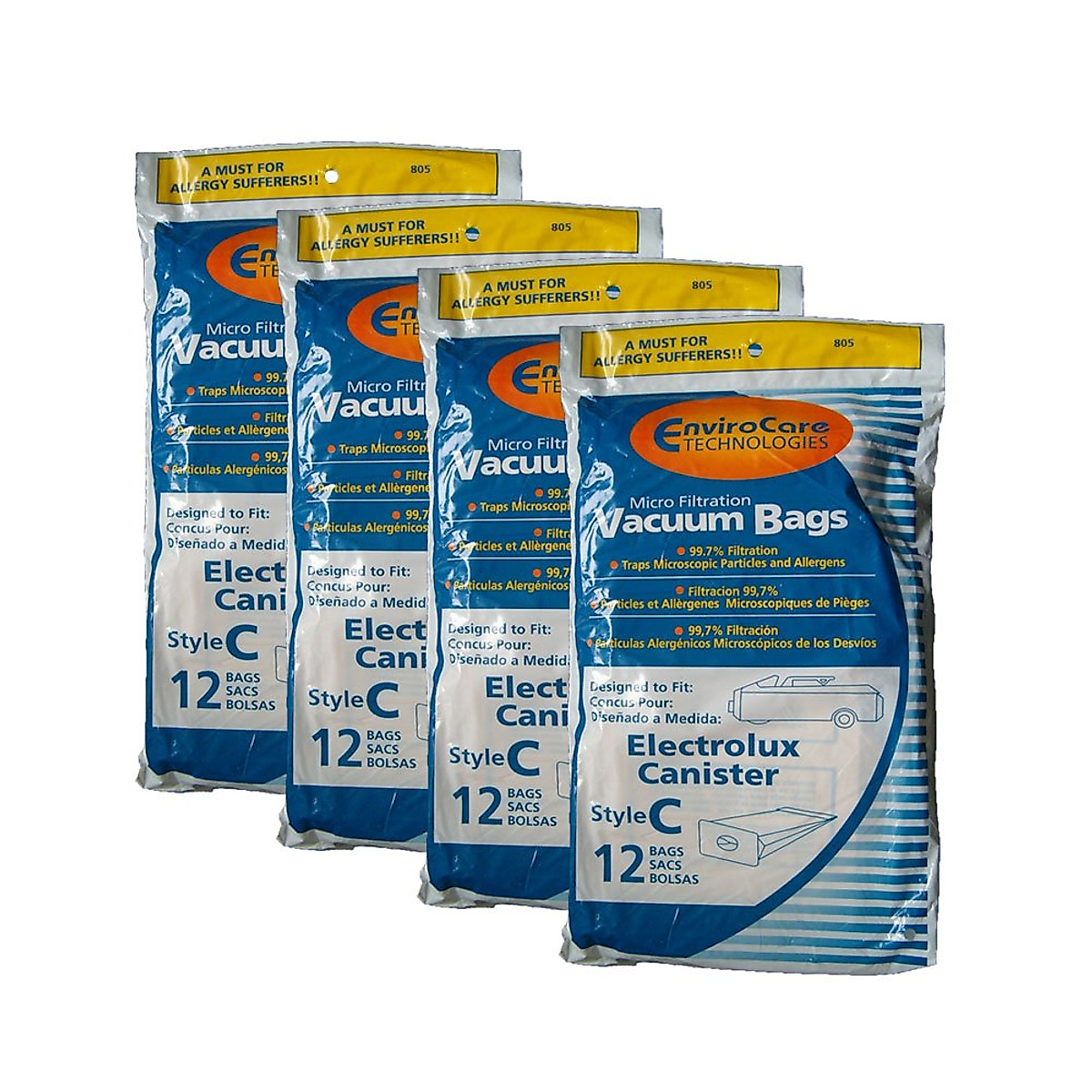 EnviroCare Replacement Micro Filtration Vacuum Cleaner Dust Bags made to fit Vacuum Bags for Electrolux Canisters Style C 48 Bags