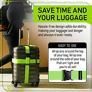 Untethered 4-Pack Luggage Straps | Durable TSA-Approved Suitcase Belt Straps | Adjustable Bag Straps for Secure Luggage Wrapping | Heavy-Duty Buckle Straps for Travel