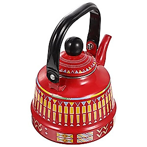 Retro Enamel Teakettle Camping Stove Vintage Decor Floral Ceramic Enamel Teapot Tea Kettle for Stovetop 1.1L Porcelain Enameled Teakettle Red Camping Stove Vintage Decor