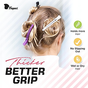 Fagaci Firm Grip Hair Clips with Silicone Band - Durable Duckbill and Alligator Clips for Sectioning, Styling, and Salon Use
