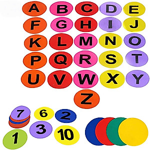 GSi Colorful Spot Markers Anti Slip Skid Rubber Dots for Drills and Training School Teaching (8 inch), Assorted Bright & Neon Colors (Alphanumeric Combo)