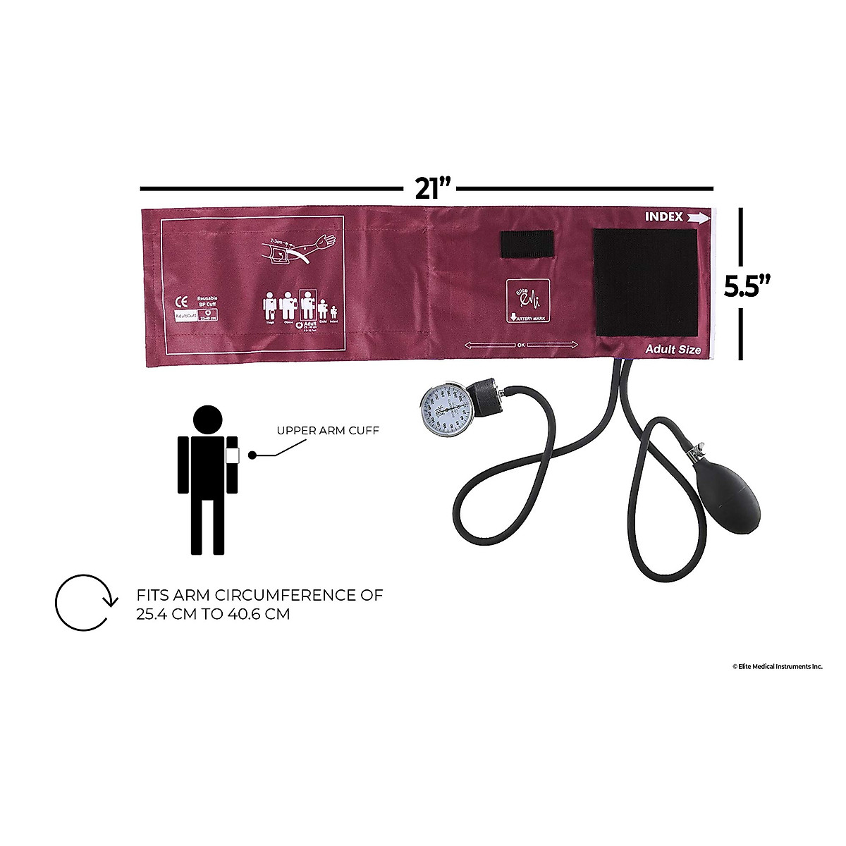 EMI Burgundy 330 Sprague Rappaport Stethoscope and Aneroid Sphygmomanometer Manual Blood Pressure Set Kit