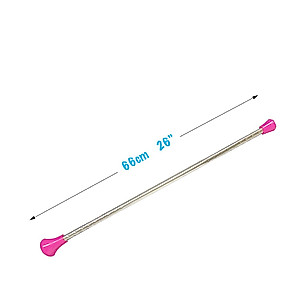 Dasiyoki 26-inch Twirling Baton Spinning Dance Baton Metal Rhythmic Gymnastics Conducting Batons for Child in Majorette-Complete with 1 Dance Ribbon Rainbow Streamer (Pink,1 Pack)