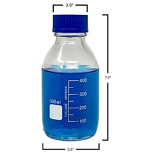 Karter Scientific 500ml Glass Round Media Storage Bottles with GL45 Screw Cap, Borosilicate Glass, 251M4 (Single)