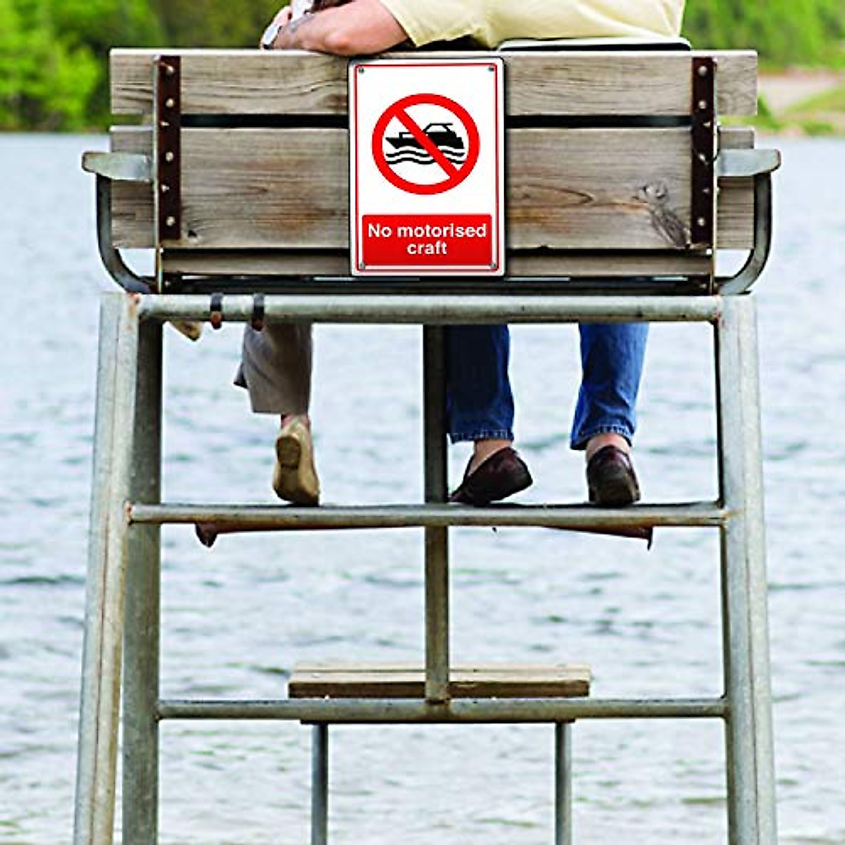 BannerBuzz No Motorised Craft Sign with Symbol Metal Aluminum Prohibited Sign Rust Free, UV Print Coated and Weatherproof Sign, Indoor Outdoor Use (24" W X 36" H, Sign without Holes)