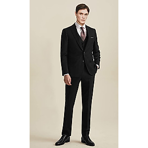 Men Suits Slim Fit 3 Piece Black Business Wedding Suits Tuxedos Groomsmen Prom Blazer Jacket Vest Pants Men Suit Set M