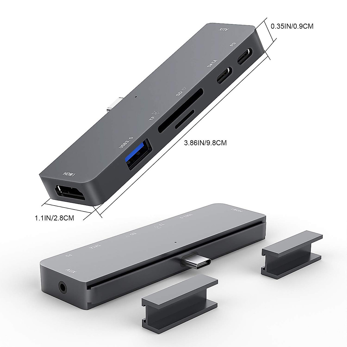 iPad Pro USB C Hub, NewBEP 7-in-1 Hub Adapter for iPad Pro, iPad Air 4, USB C Computer, with 4K HDMI, 60W USB-C PD Fast Charging, 3.5mm Headphone Jack & Type C Data, USB 3.0, SD/TF Card Reader