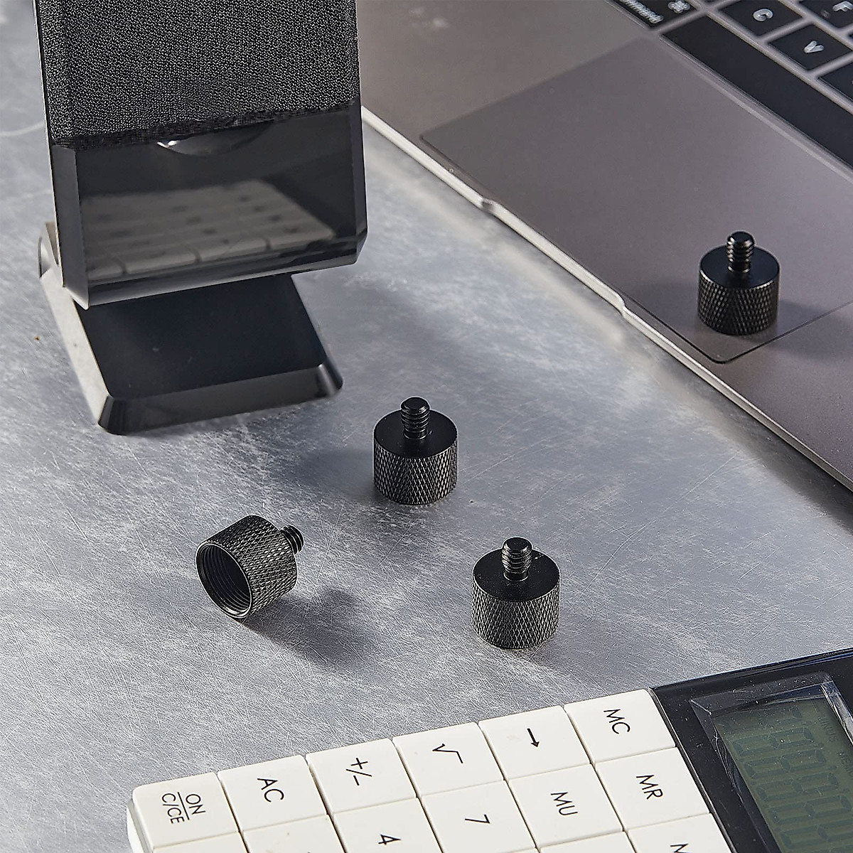 4 Pieces Mic Stand Adapter 5/8 Female to 1/4 Male for Camera Mount Tripod Thread Adapter Conversion Connector Screw Adapter for Microphone Stand Mount Adapter (Black)