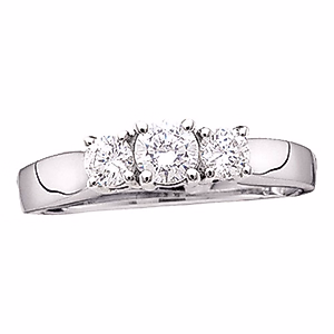 Dazzlingrock Collection 14kt White Gold Womens Round Diamond 3-stone Bridal Wedding Engagement Ring 1.00 ctw