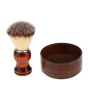 barenx Set 2pcs Men ' S Hair Beard Remove Tool Shaving Brush with Soap Cream Bowl Mug