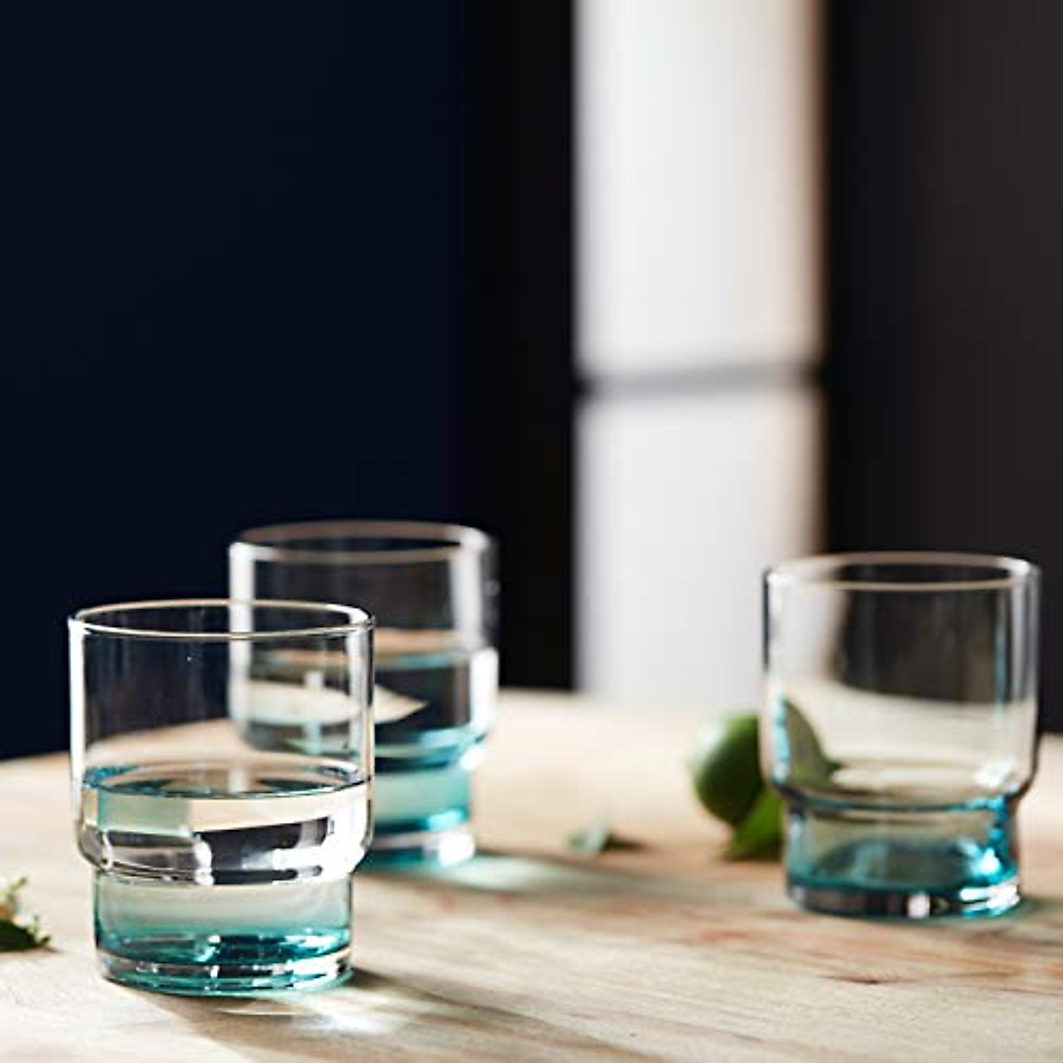 Prologue Libbey Haze Handblown Glasses, Set of 6, 12 oz, Rocks (Blue, 12 oz)