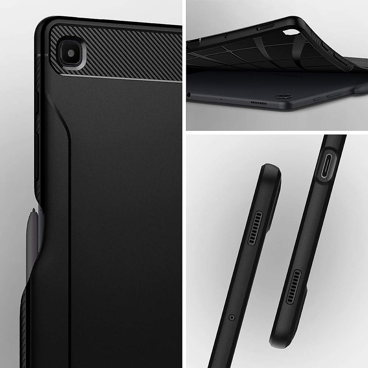 Spigen Rugged Armor Designed for Galaxy Tab S6 Lite Case with S Pen Holder (2022/2020) - Matte Black