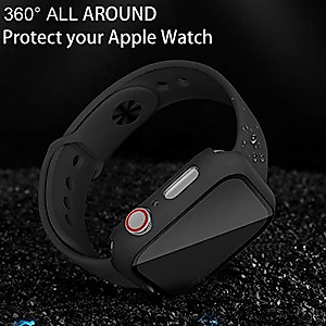 Charlam Compatible with Apple Watch Case 44mm iWatch SE Series 6 5 4 with Screen Protector, Slim Guard Thin Bumper Full Coverage Hard Cover Defense Edge for Women Men, Black White Red, 3 Pack