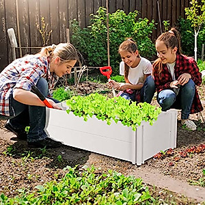 Arlopu 45.3'' X 22.4'' X 13'' Raised Garden Bed, Outdoor Vinyl Plant Box, PVC Above Ground Planter Kit, HDPE Raised Bed, Easy DIY Assembly, for Vegetables, Flowers, Herbs, Fruits, Succulents, White