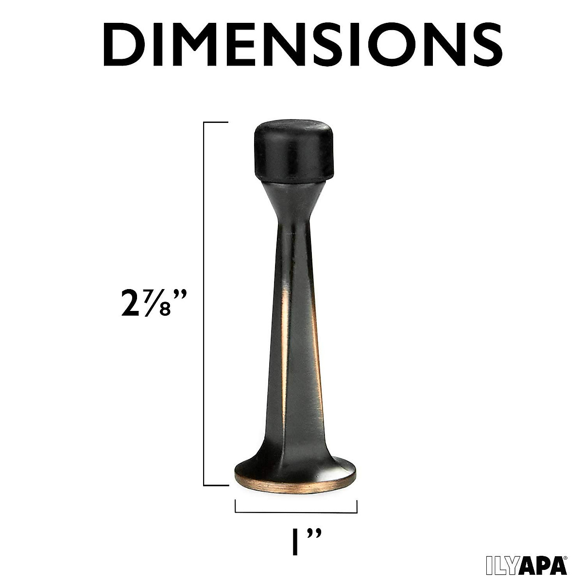 Ilyapa Solid Door Stops - 10 Pack 2 ? Inch Heavy Duty Door Stop - Traditional Solid Door Stop - Oil Rubbed Bronze with Rubber Bumper, Durable Door Stoppers, Door Stoppers for Wall
